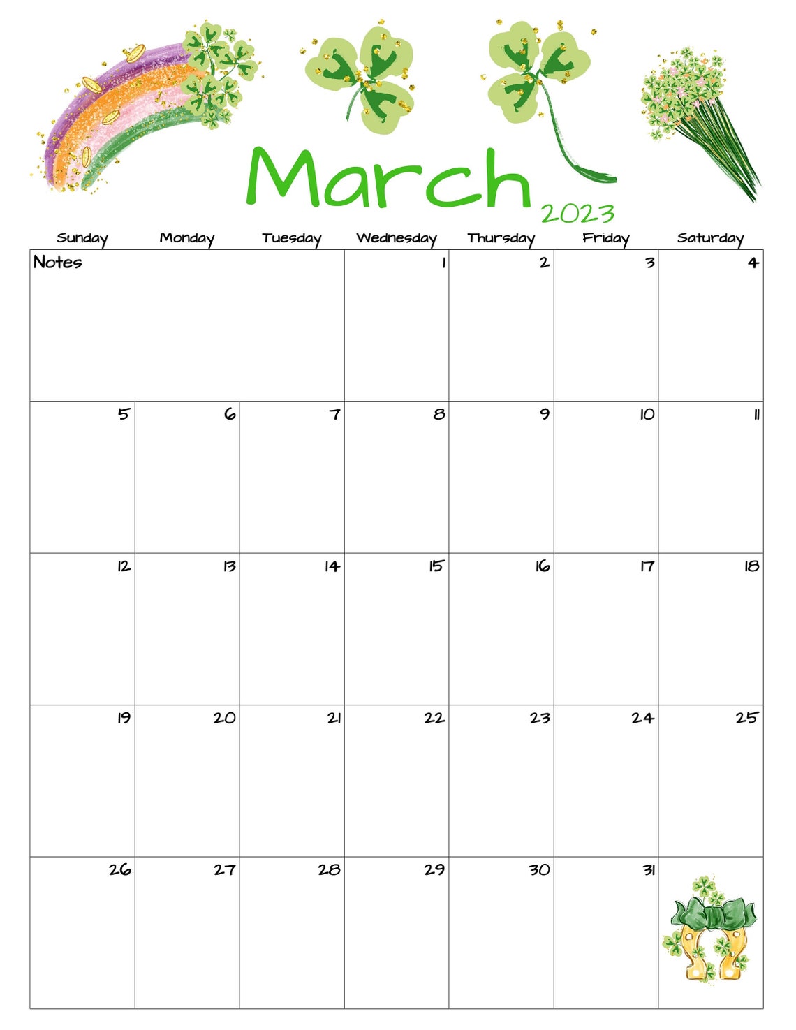 Fillable/editable March Calendar March 2023 Printable - Etsy
