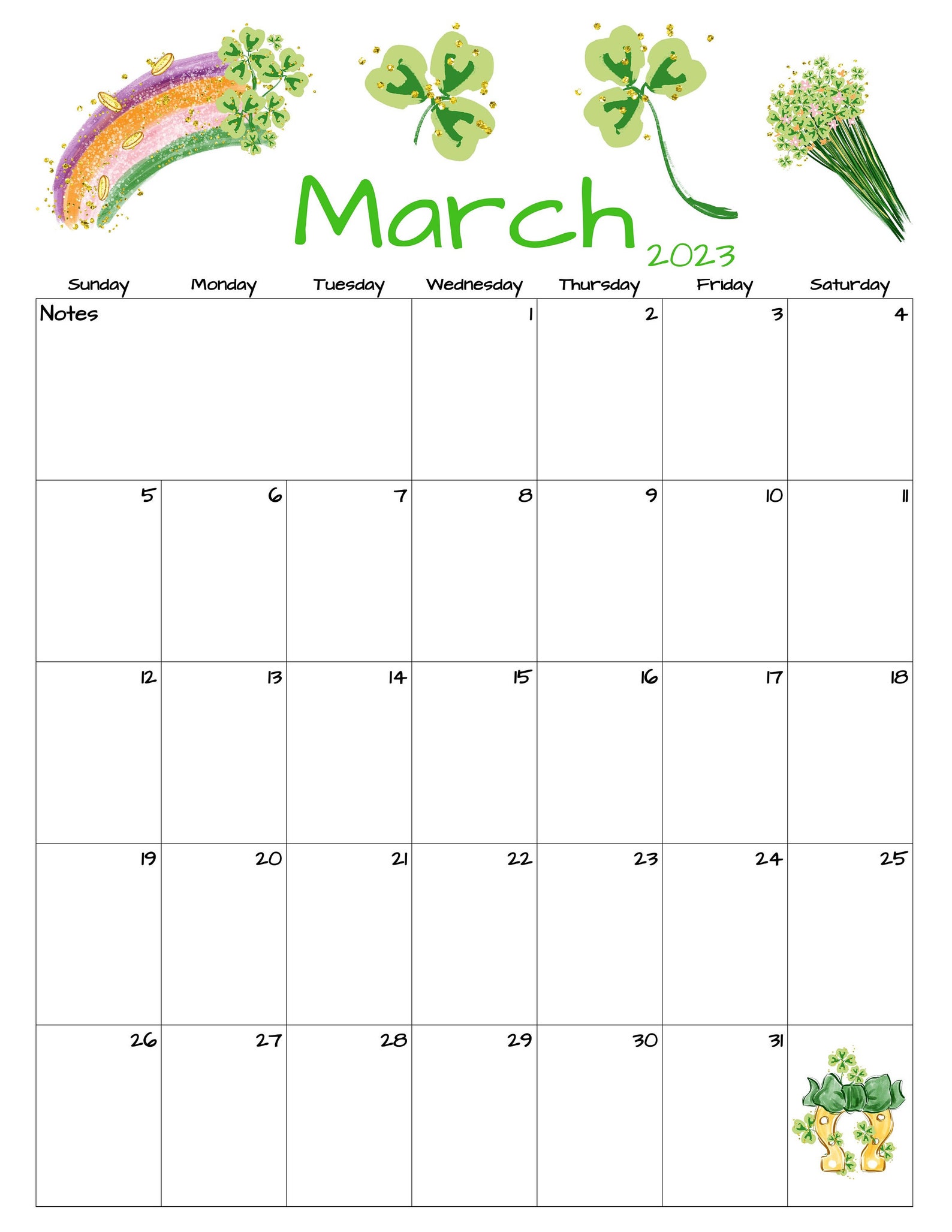 Fillable/editable March Calendar March 2023 Printable - Etsy