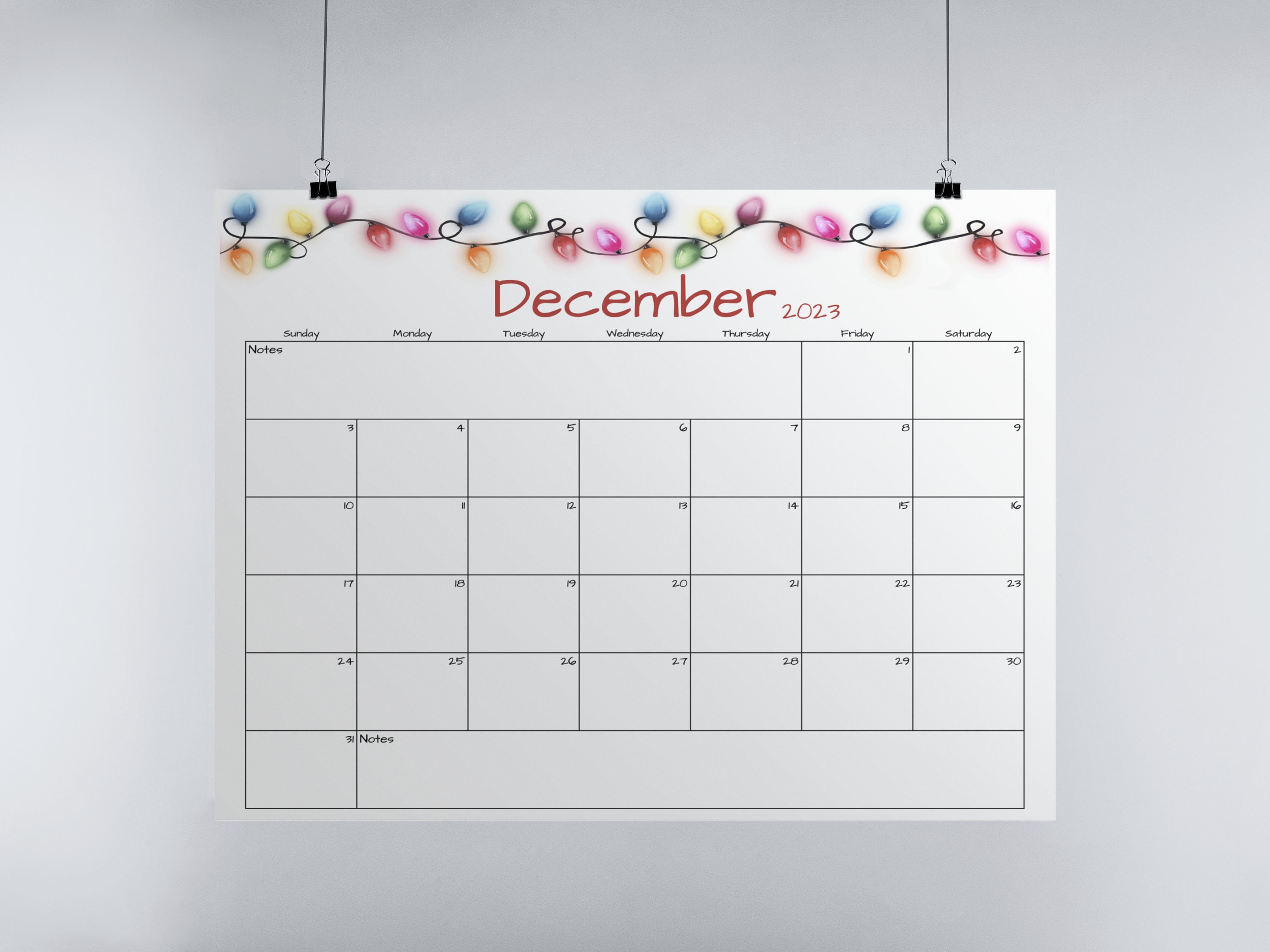 Fillable/Editable December Calendar | December 2023 Printable Calendar ...