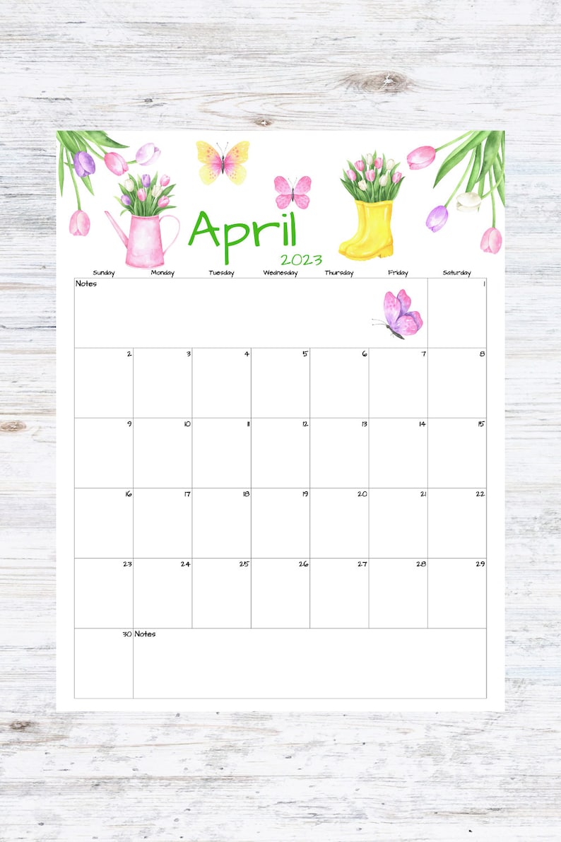 Fillable/editable April Calendar April 2023 Printable - Etsy