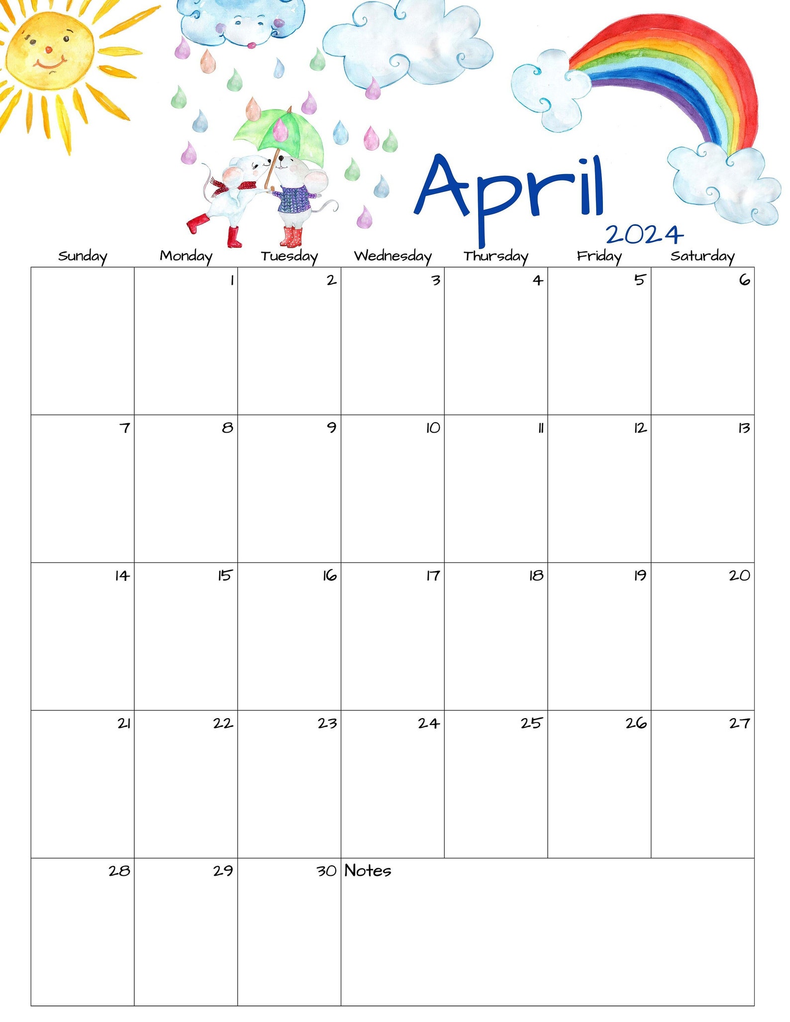 Fillable/editable April Calendar April 2024 Printable Calendar Spring ...