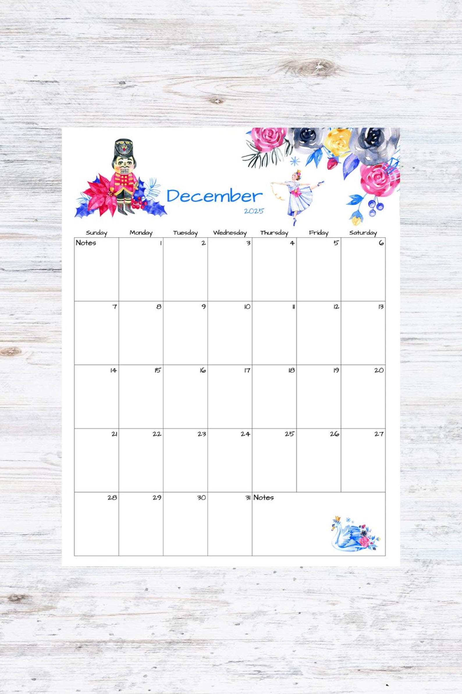 Fillable/editable December Calendar | December 2025 Printable Calendar ...