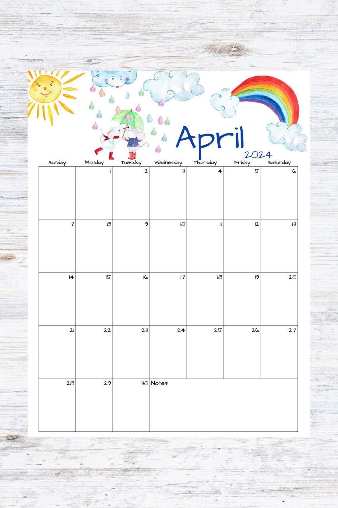 Fillable/editable April Calendar April 2024 Printable Calendar Spring ...