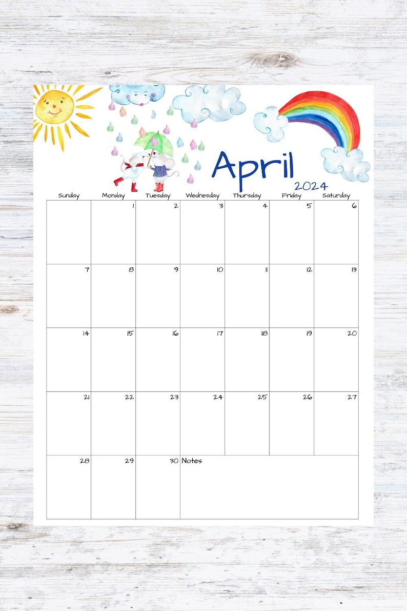 Fillable/editable April Calendar April 2024 Printable Calendar Spring ...