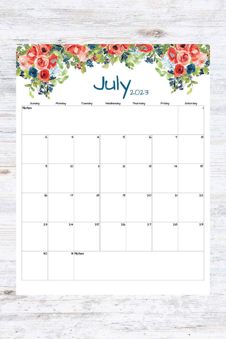 Fillable/editable July Calendar July 2023 Printable Calendar - Etsy
