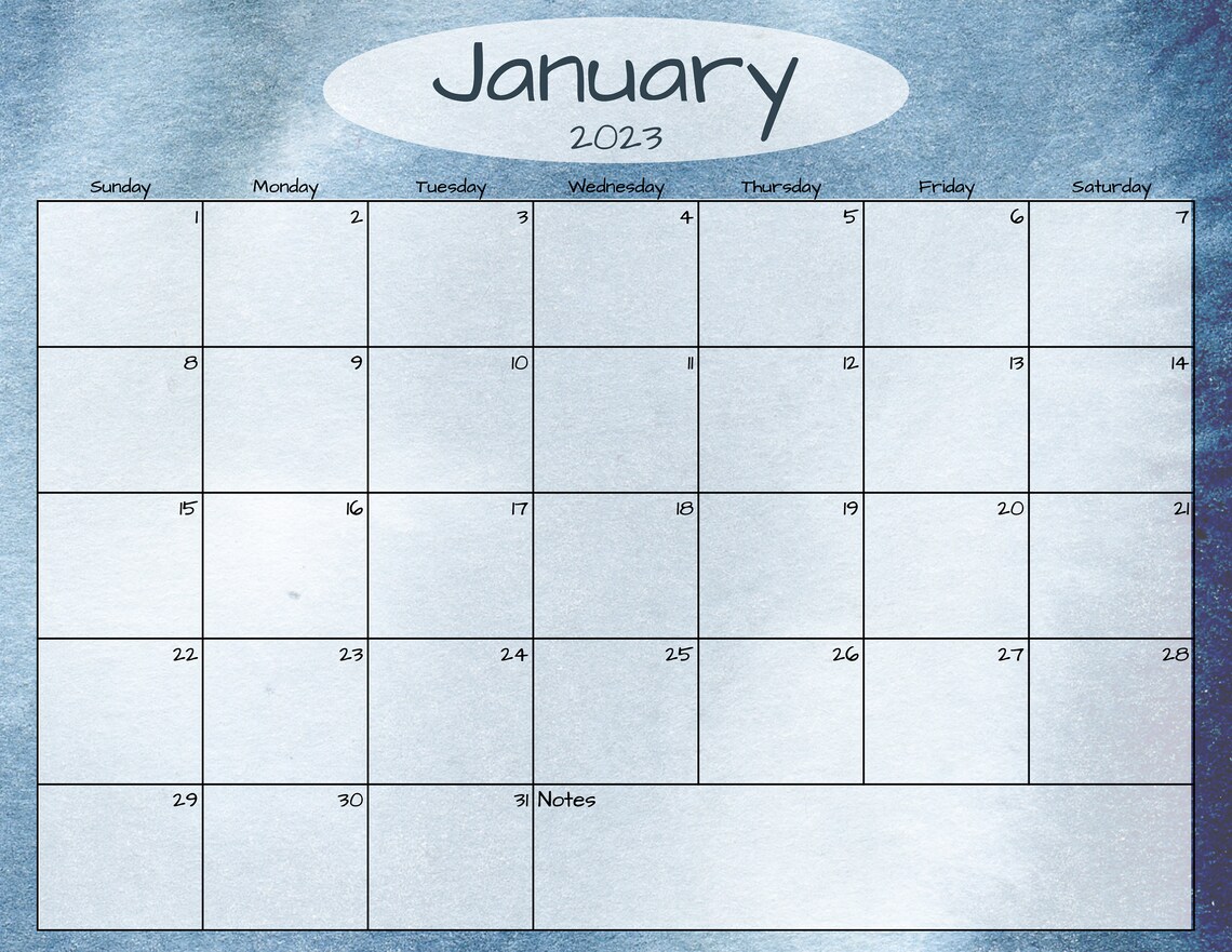 Fillable/editable January Calendar January 2023 Calendar - Etsy