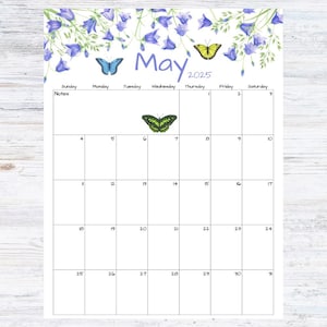 Fillable/editable May Calendar | May 2025 Printable Calendar | Bluebell ...