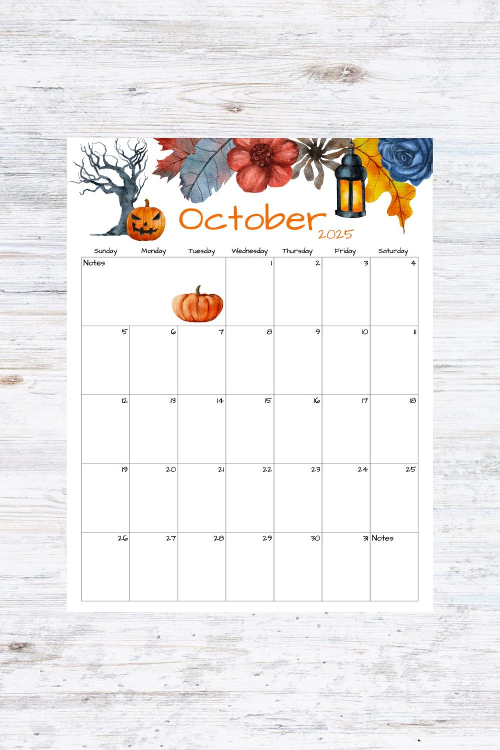 Fillable/editable October Calendar | October 2025 Printable Calendar ...