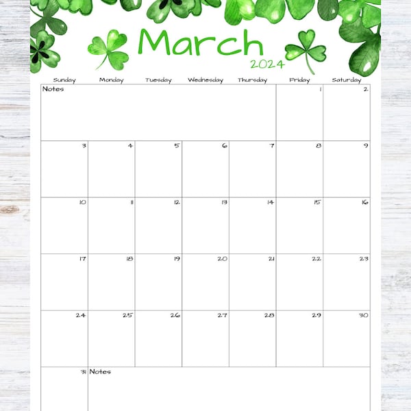 Printable March 2024 Calendar - Etsy