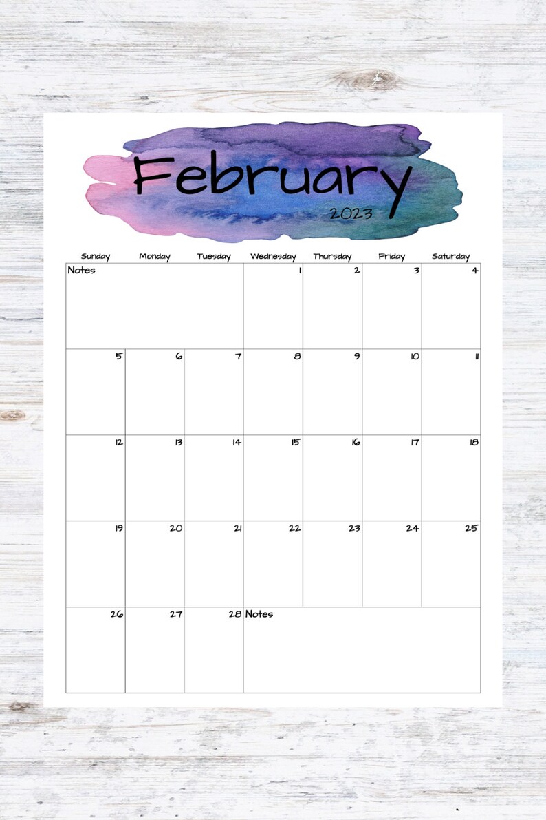 Fillable/editable February Calendar February 2023 Calendar - Etsy