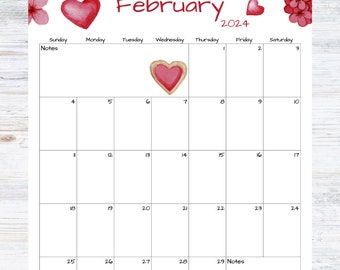 February 2024 Calendar, Digital Download - Etsy