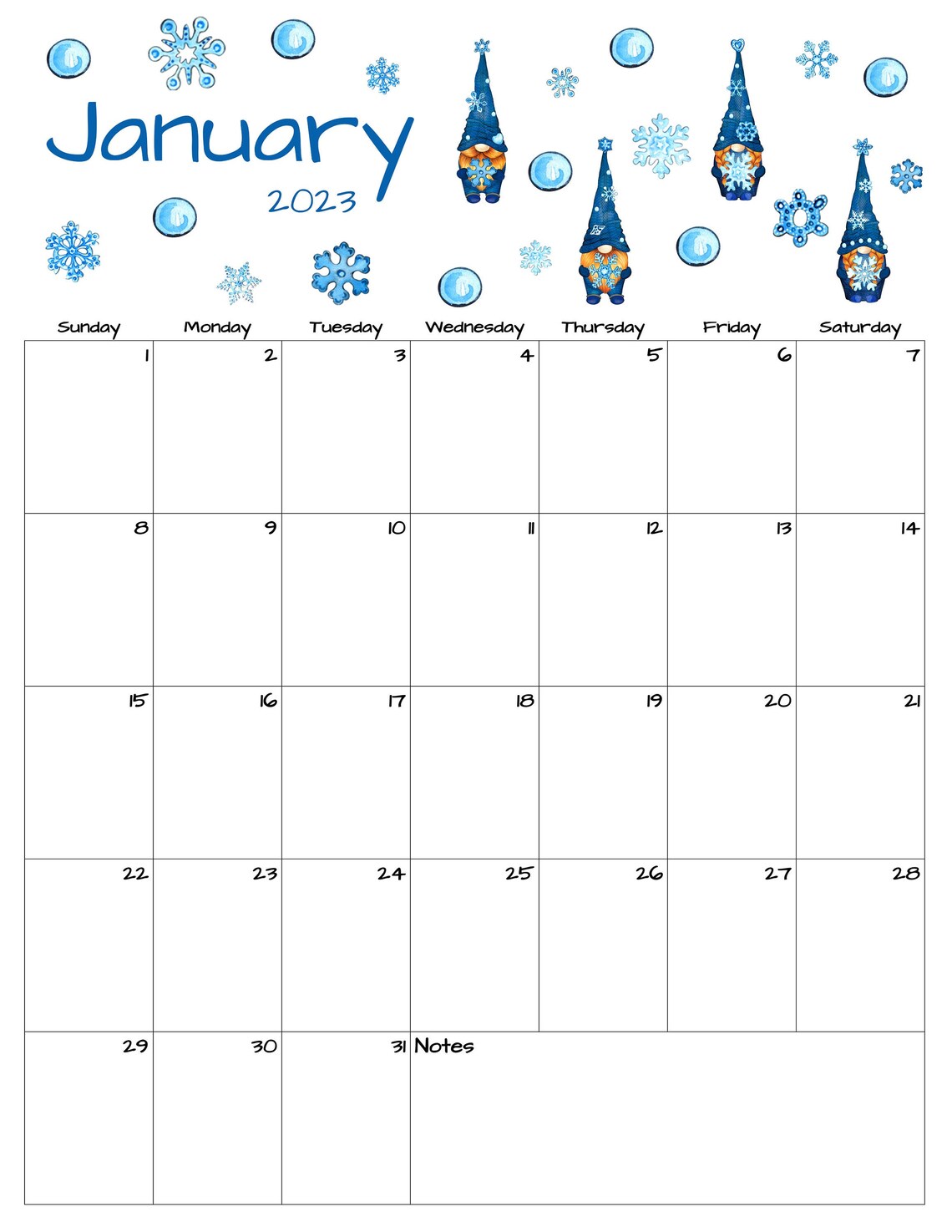 Fillable/editable January Calendar January 2023 Calendar - Etsy