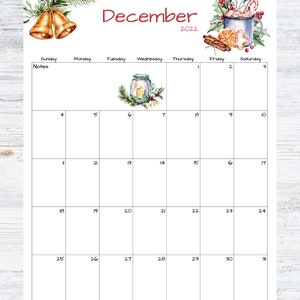Fillable/editable December Calendar December 2022 Printable - Etsy
