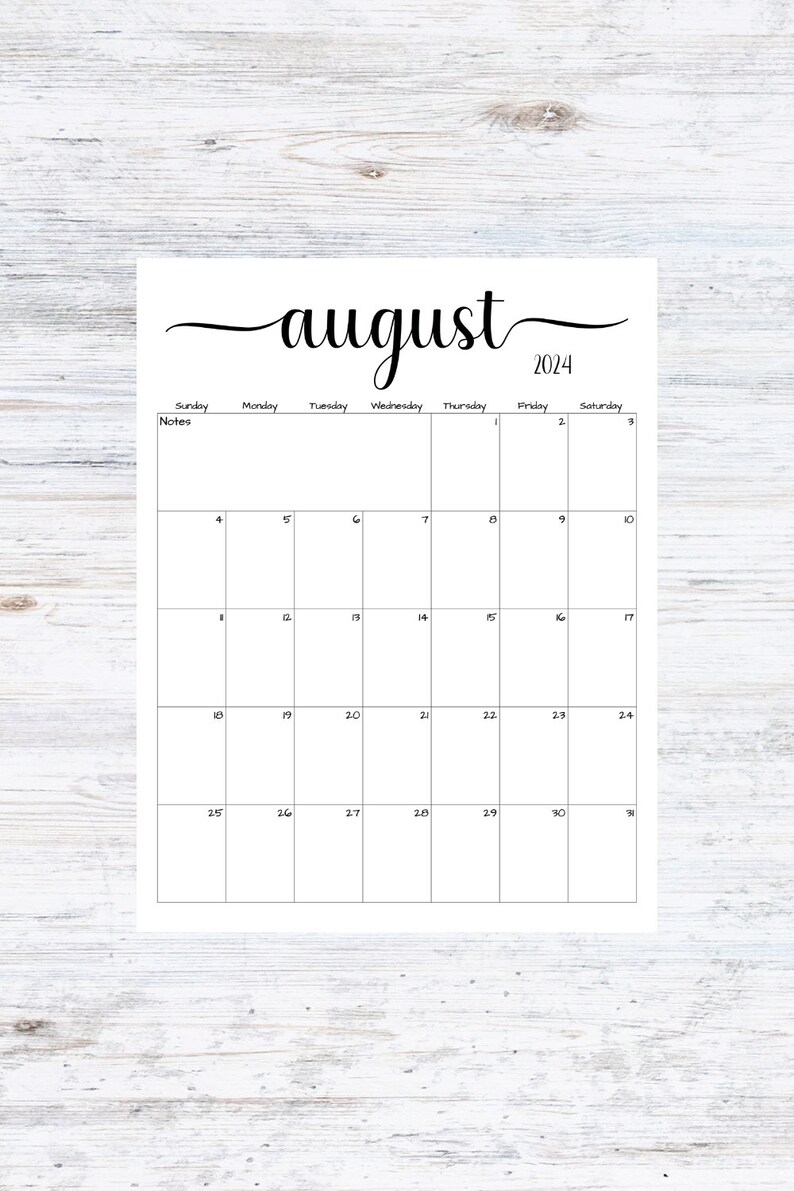 Fillable/editable August 2024 Calendar August 2024 Calendar Simple ...