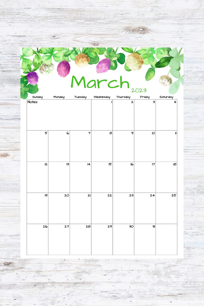 Fillable/editable March Calendar March 2023 Printable - Etsy
