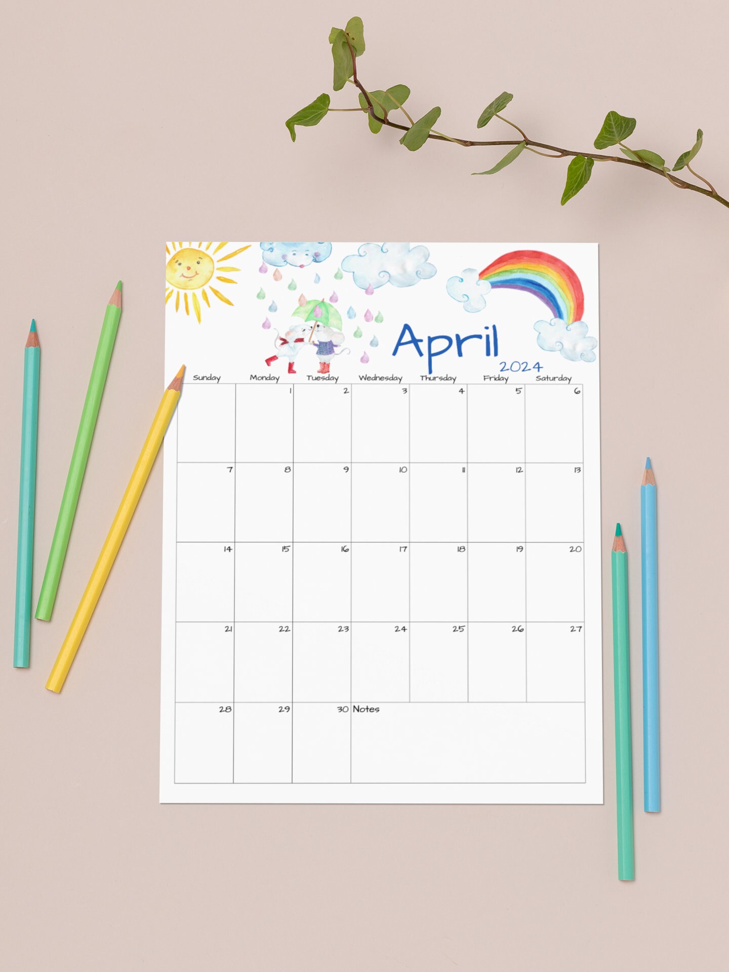 Fillable/editable April Calendar April 2024 Printable Calendar Spring ...