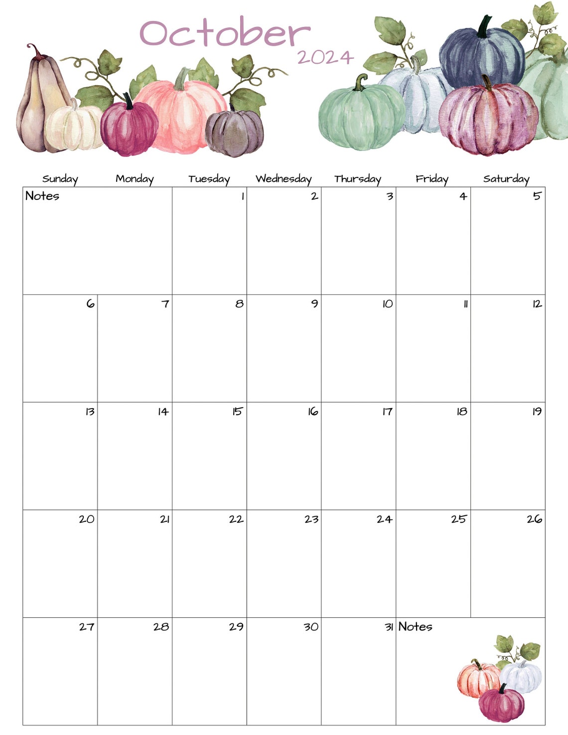Fillable/editable October Calendar October 2024 Printable Calendar ...
