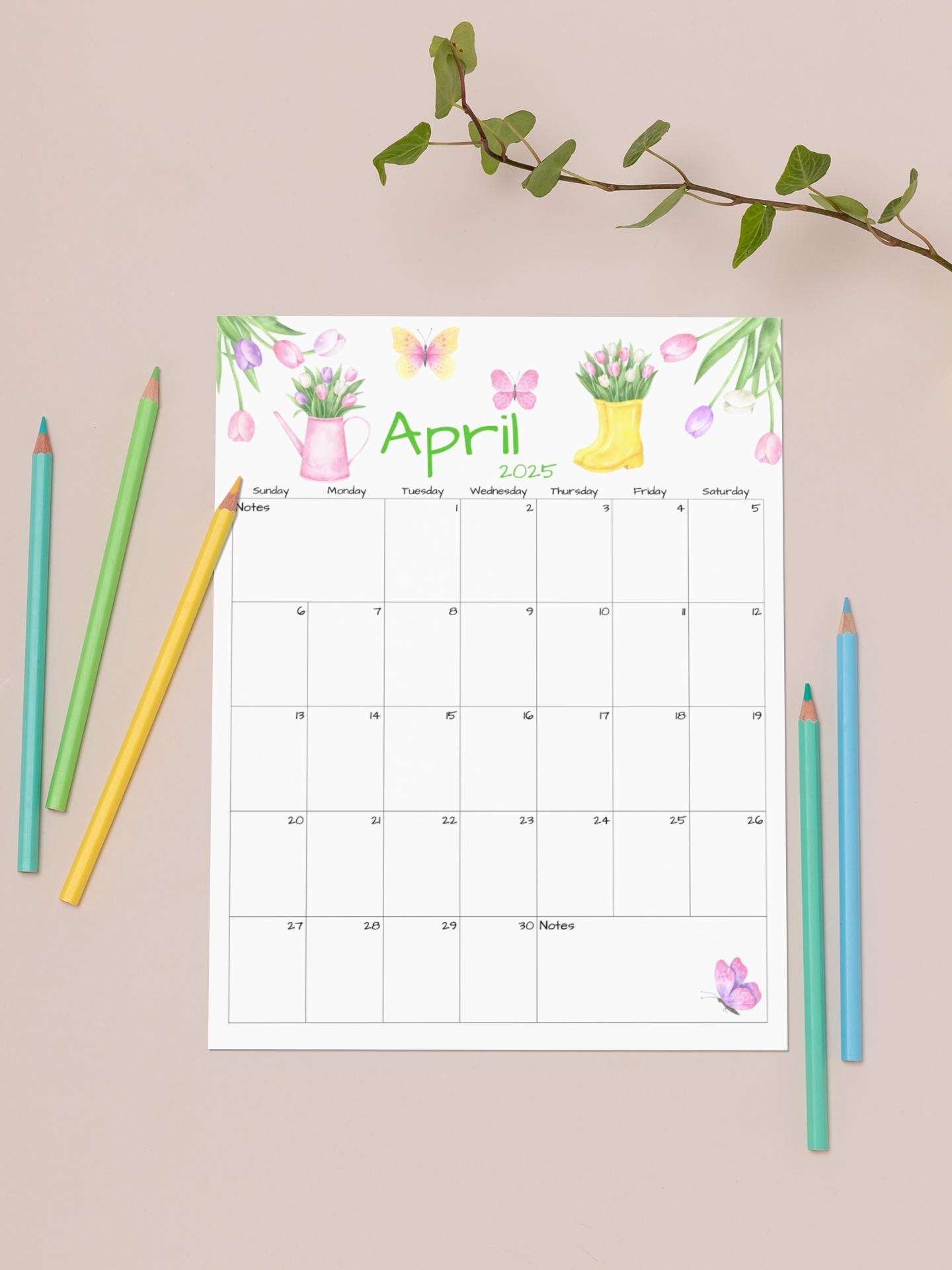 Fillable/editable April Calendar | April 2025 Printable Calendar ...