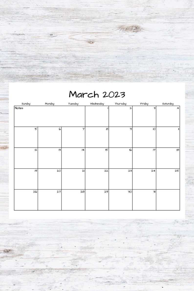 March Calendar march 2023 Printable Calendar Simple - Etsy