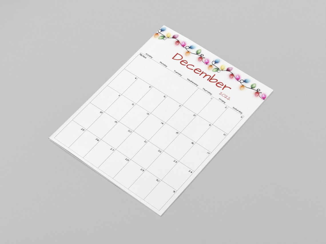 Fillable/editable December Calendar December 2022 Printable - Etsy ...