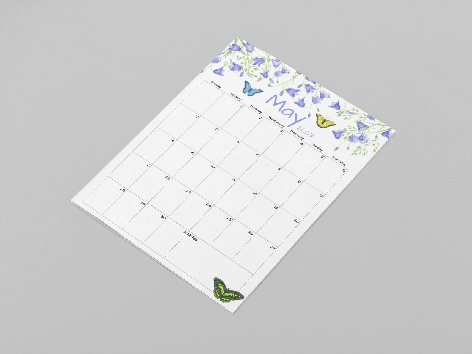 Fillable/editable May Calendar May 2023 Printable Calendar Bluebell ...