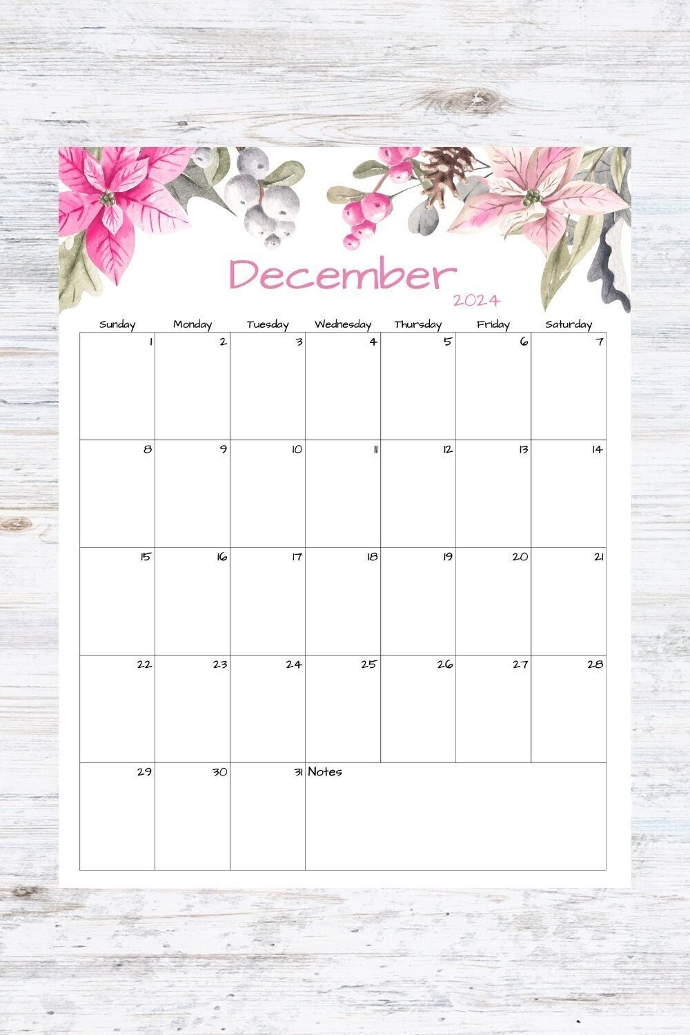 Fillable/editable December Calendar December 2024 Printable Calendar ...