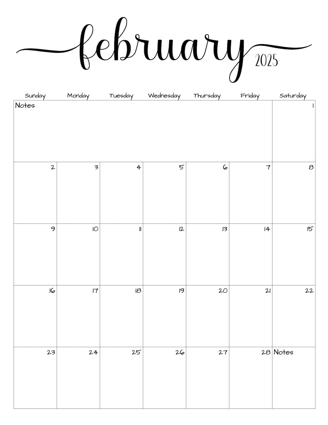 Fillable/editable February 2025 Calendar | February 2025 Calendar ...