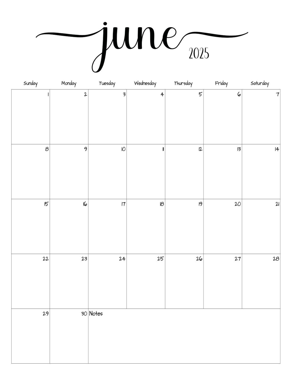 Fillable/editable June 2025 Calendar | June 2025 Calendar | Simple ...