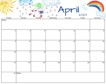 Fillable/editable April Calendar April 2023 Printable Calendar Spring ...