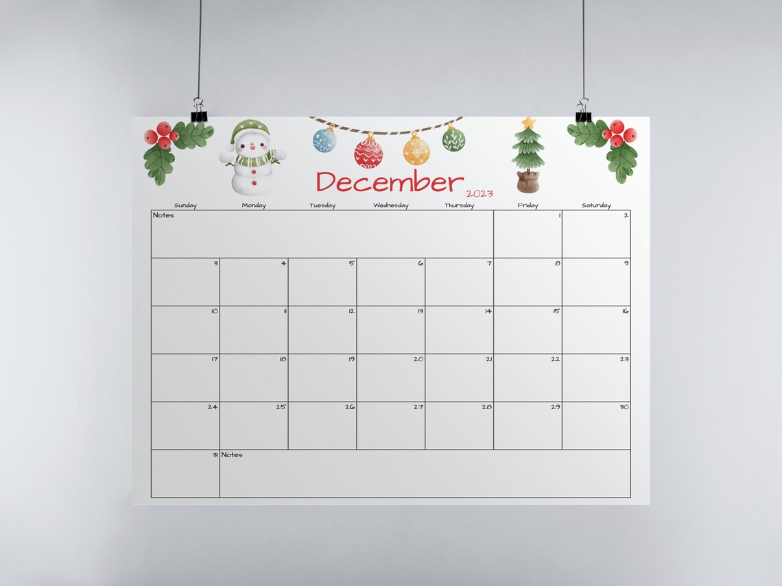 Fillable/editable December Calendar December 2023 Printable Calendar ...