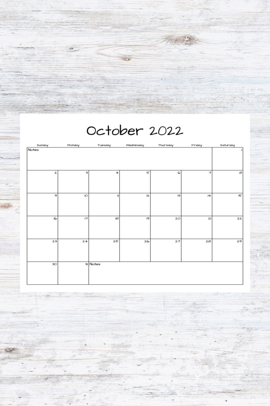 October Calendar october 2022 Printable Calendar Simple - Etsy