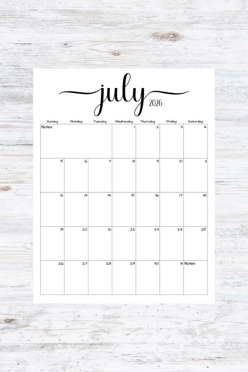 Fillable/editable July 2026 Calendar | July 2026 Calendar | Simple ...