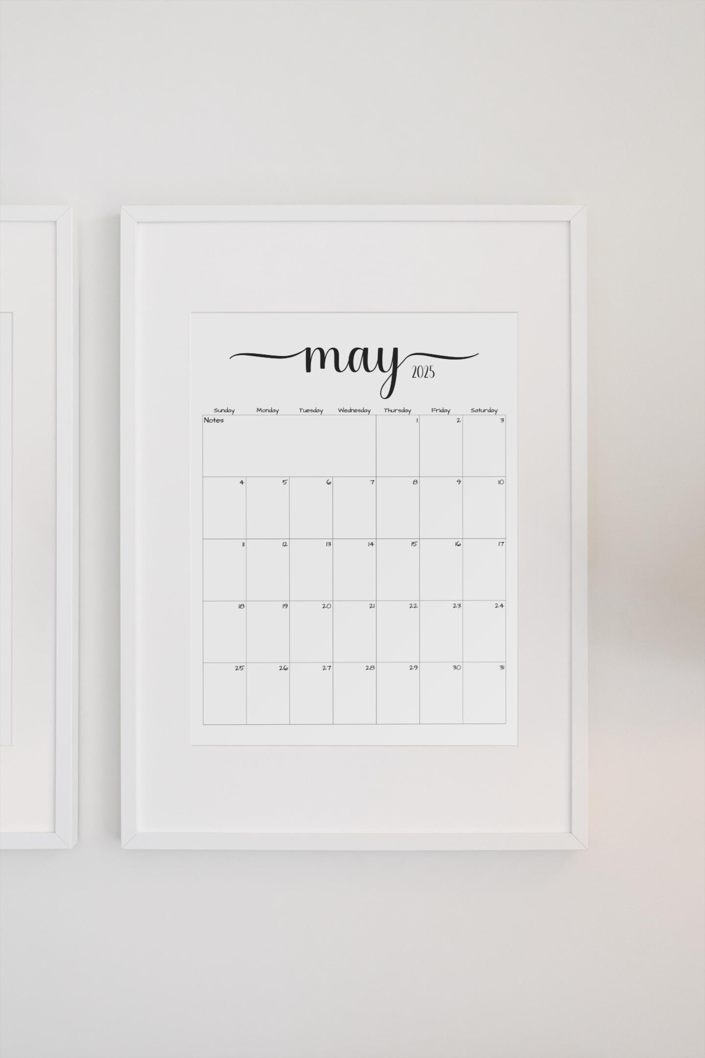 Fillable/editable May 2025 Calendar | May 2025 Calendar | Simple Script ...