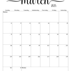 Fillable/editable March 2025 Calendar | March 2025 Calendar | Simple ...