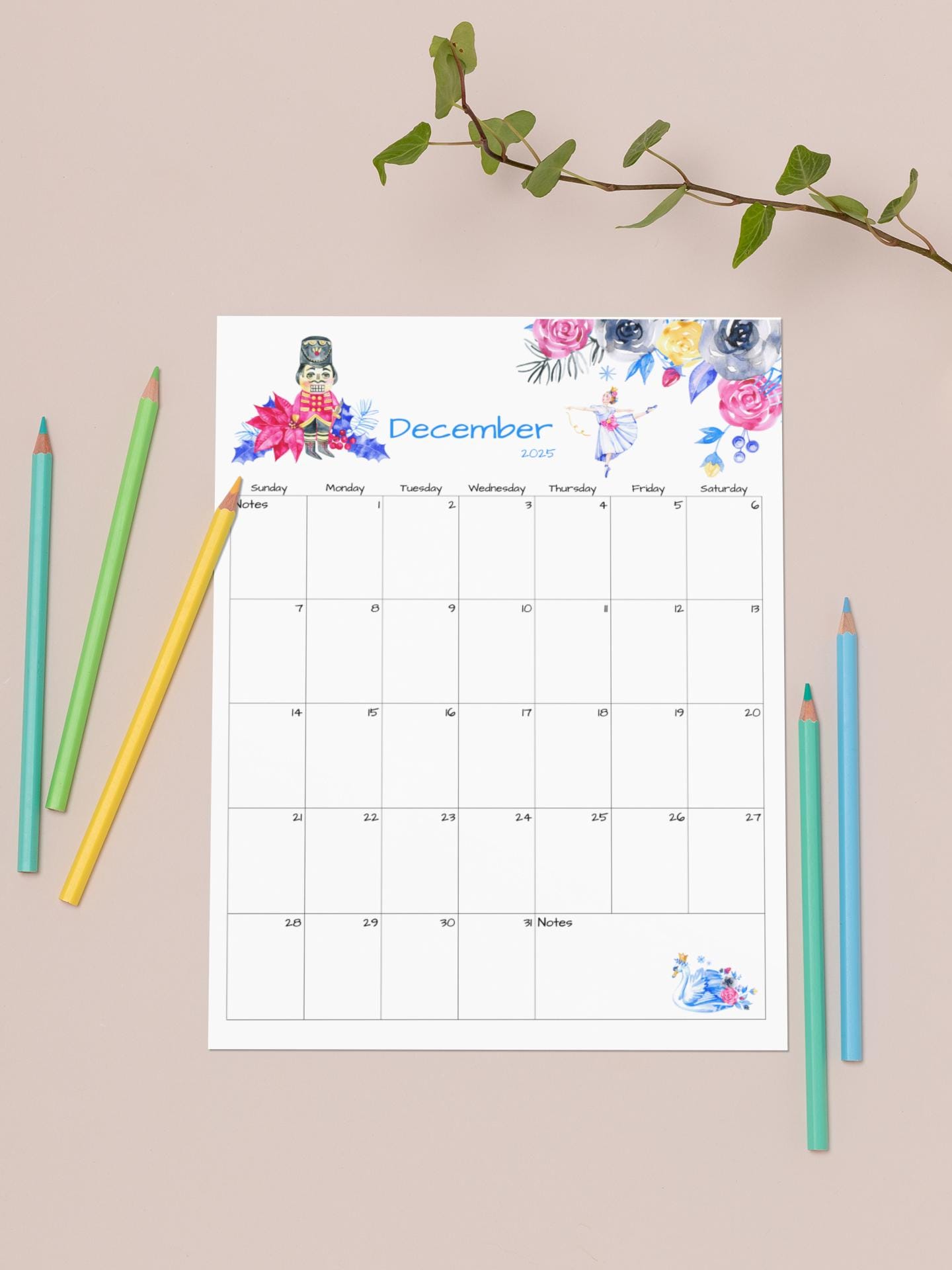 Fillable/editable December Calendar | December 2025 Printable Calendar ...