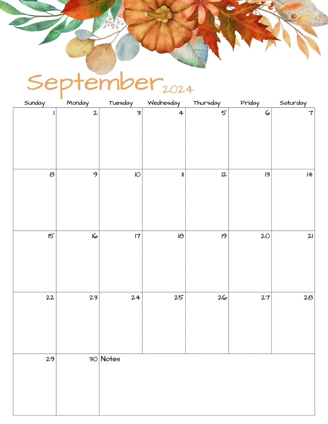Fillable/editable September Calendar September 2024 Printable Calendar ...