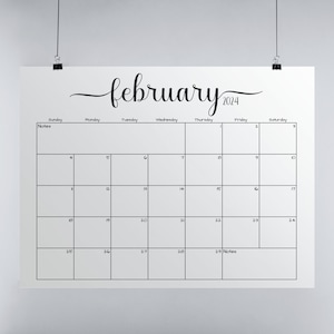 Fillable/editable February Calendar February 2024 Calendar Simple ...