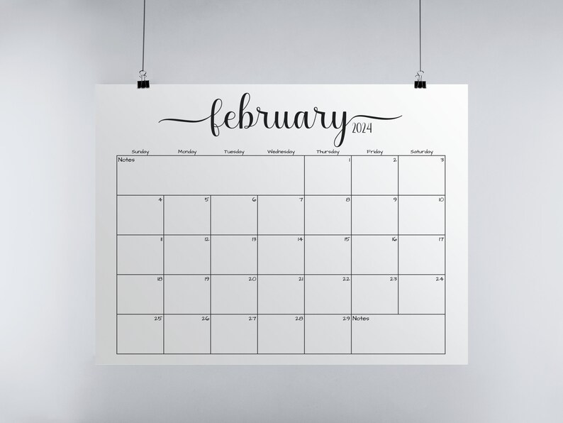 Fillable/editable February Calendar February 2024 Calendar Simple ...