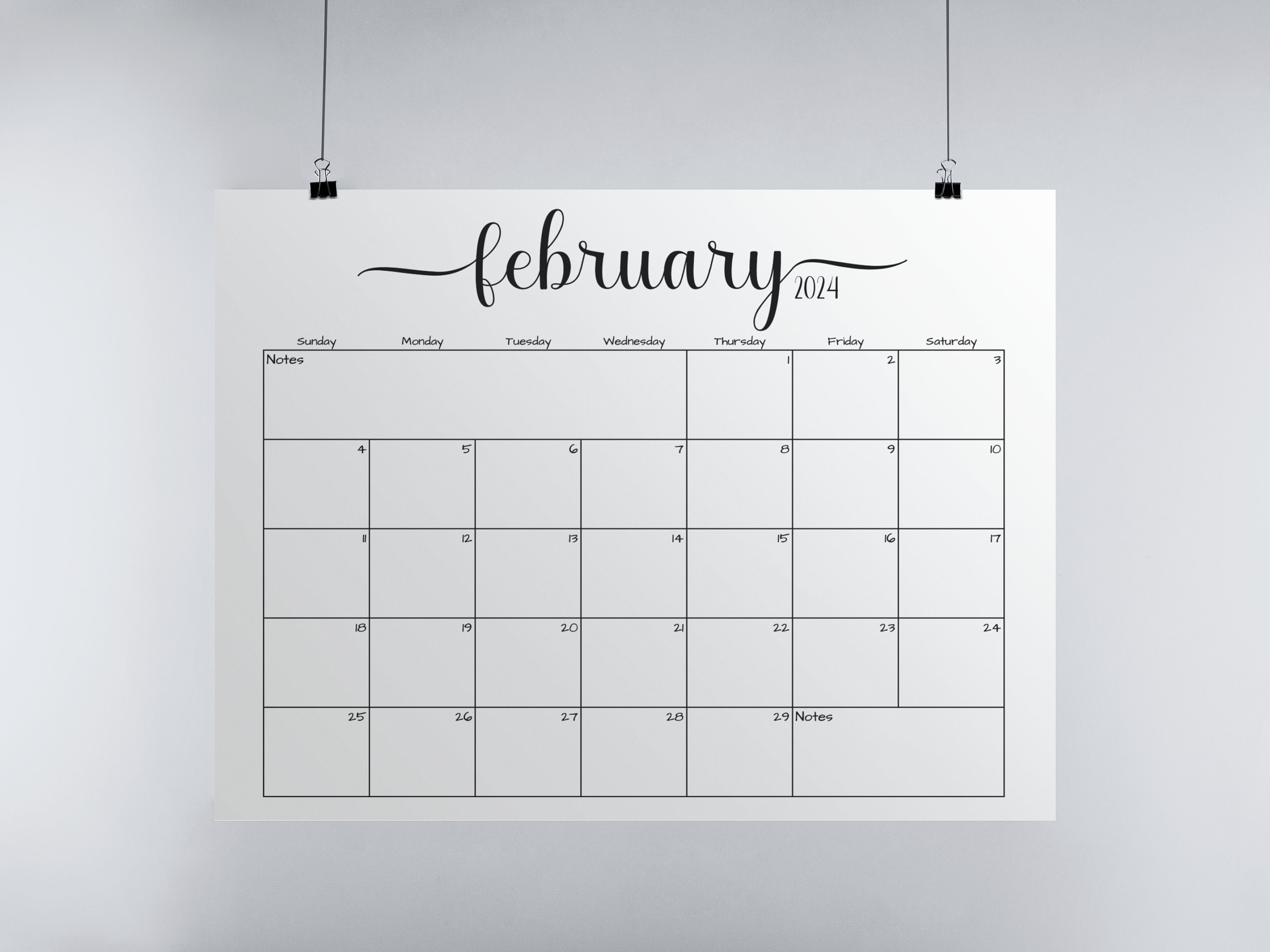 Fillable/editable February Calendar February 2024 Calendar Simple ...