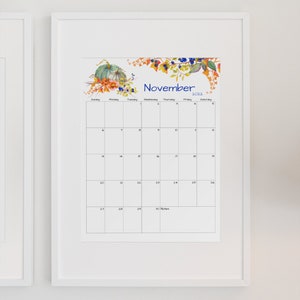 November Calendar November 2022 Printable Calendar Autumn - Etsy