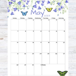 Fillable/editable May Calendar May 2023 Printable Calendar Bluebell ...
