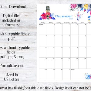 Fillable/editable December Calendar | December 2025 Printable Calendar ...