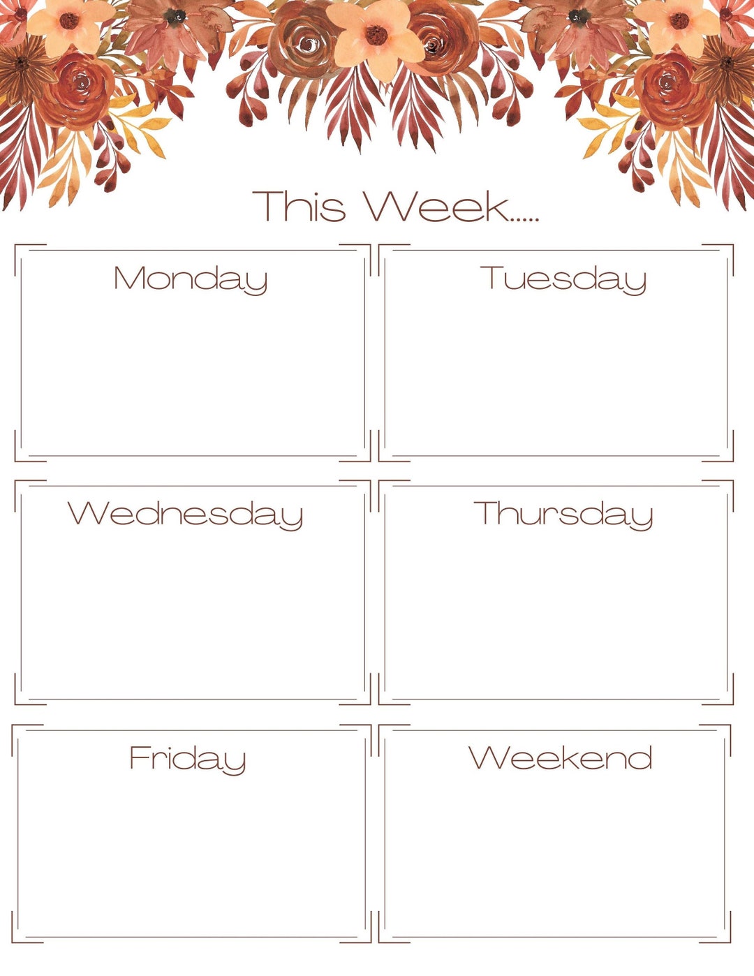 Weekly Planner Printable Weekly Calendar Weekly Schedule - Etsy
