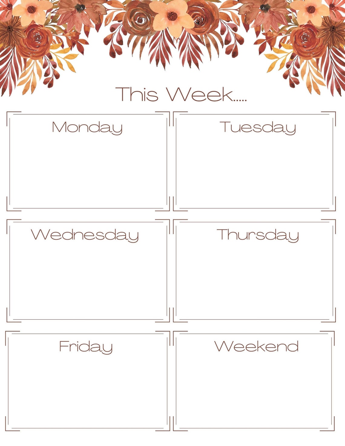 Weekly Planner Printable Weekly Calendar Weekly Schedule to Do List ...
