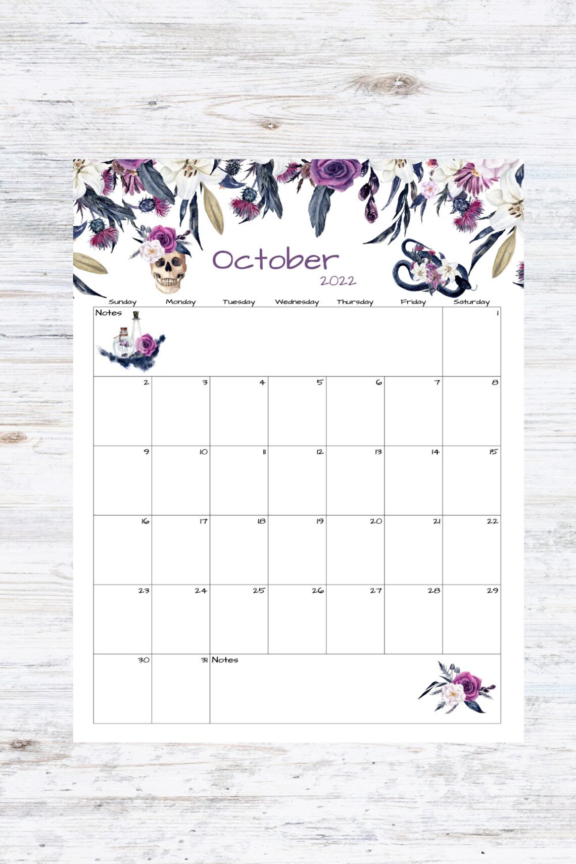 Fillable/editable October Calendar October 2022 Printable - Etsy