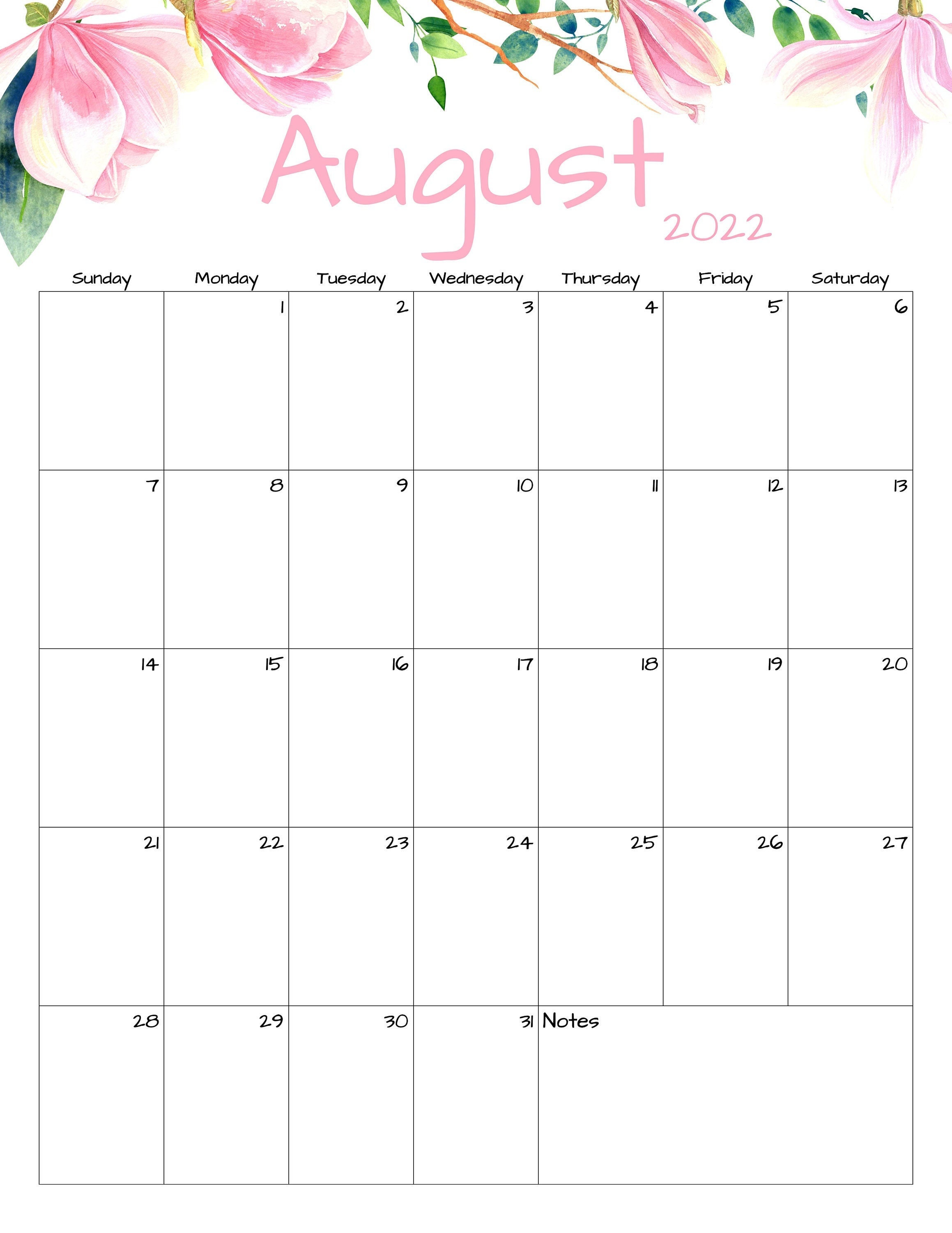 Printable Calendar August 2022 Pdf