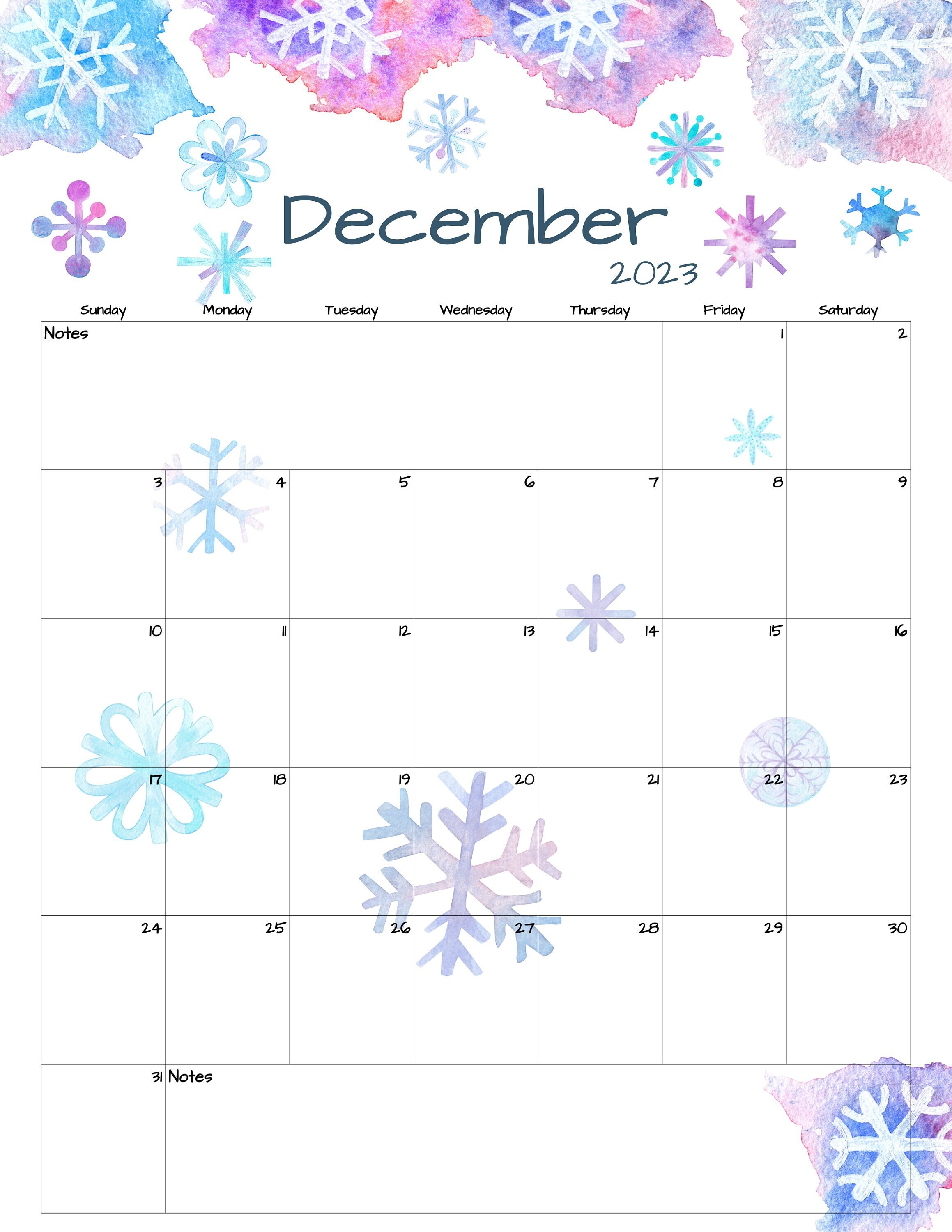 Fillable/editable December Calendar December 2023 Calendar Winter Snow ...