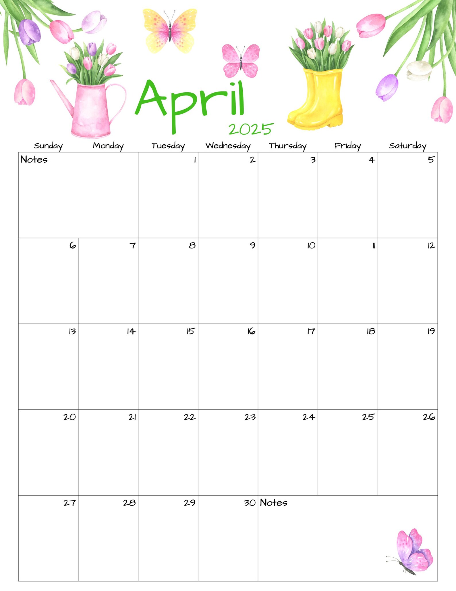 Fillable/editable April Calendar | April 2025 Printable Calendar ...