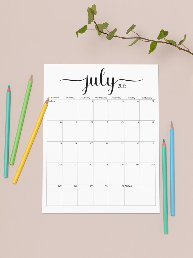 Fillable/editable July 2025 Calendar | July 2025 Calendar | Simple ...