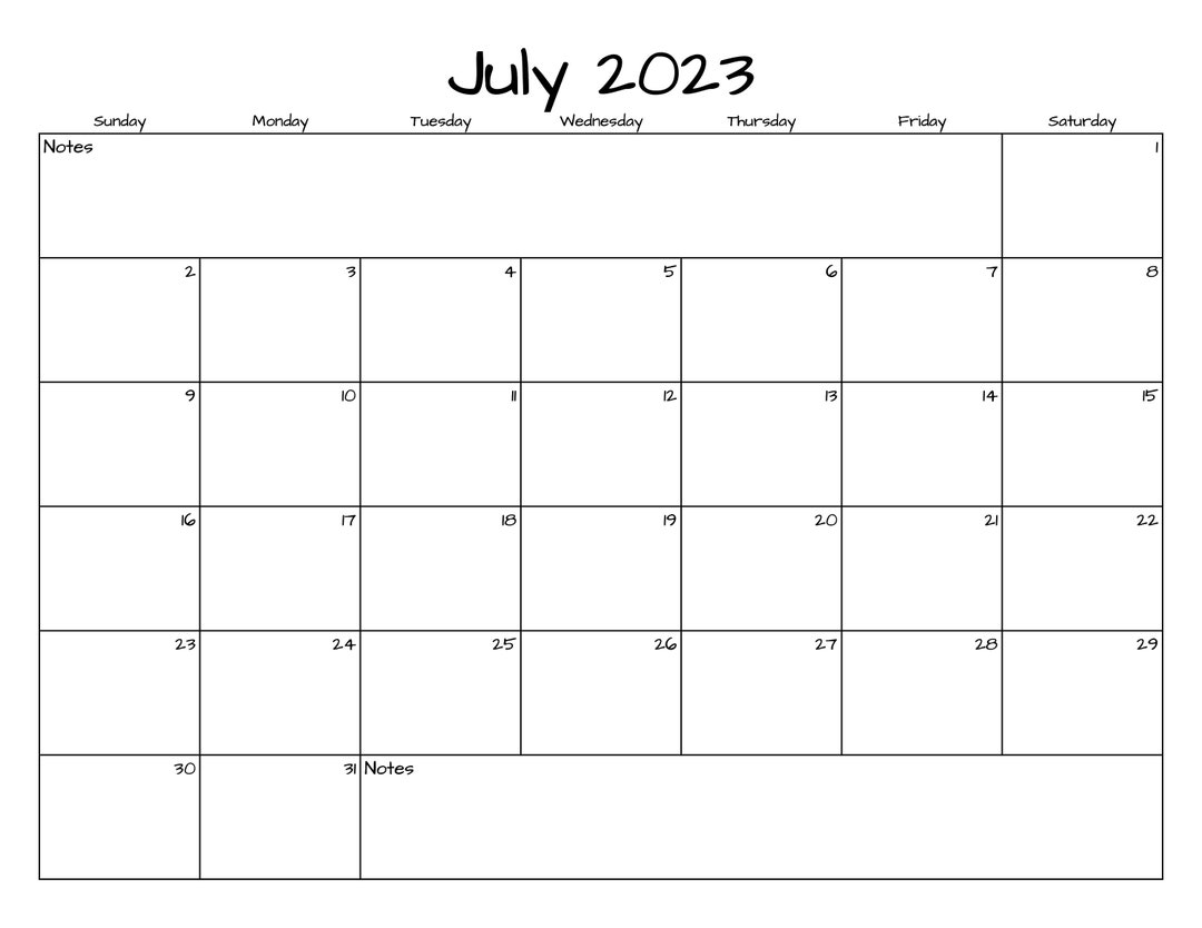 July Calendar july 2023 Printable Calendar Simple Calendar - Etsy Australia